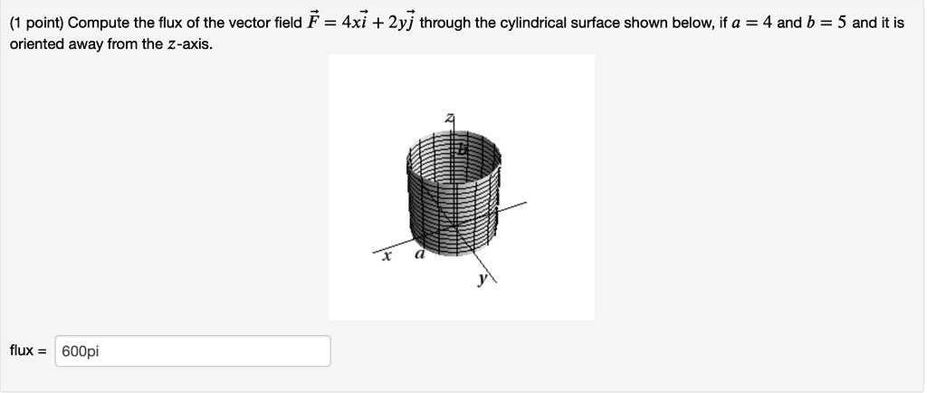 (1 point) Compute the flux of the vector field F⃗ = 4xi⃗ + 2yj⃗ through ...