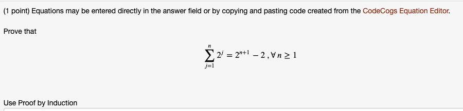 SOLVED: point) Equations may be entered directly in the answer field or ...
