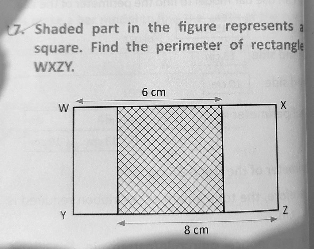 17. Shaded part in the figure represents a square. Find the perimeter ...