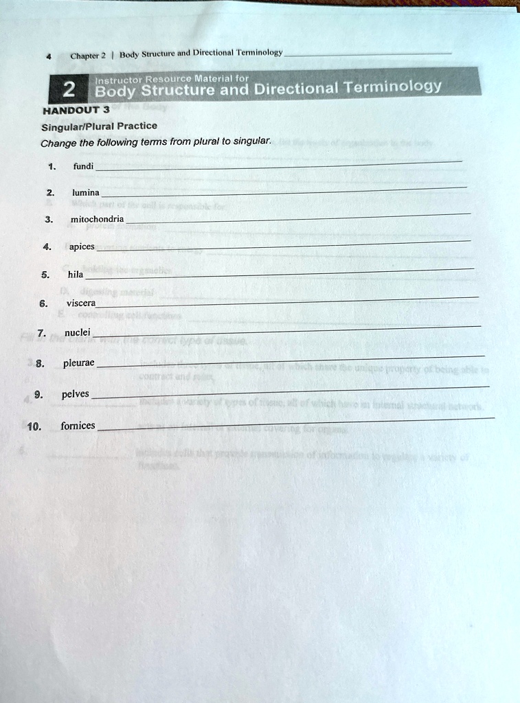 4 chapter 2 body structure and directional terminology instructor resource material for 2 body ...