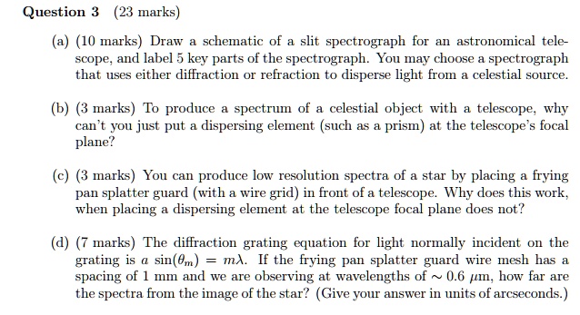 Question 3 (23 marks) (a) (10 marks) Draw a schematic of a slit ...