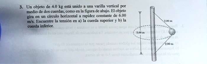 SOLVED: Un objeto de 4.0 kg estÃ¡ unido a una varilla vertical por medio de dos cuerdas, como en ...