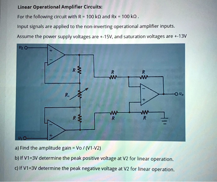 linear operational amplifier circuits for the following circuit with ...