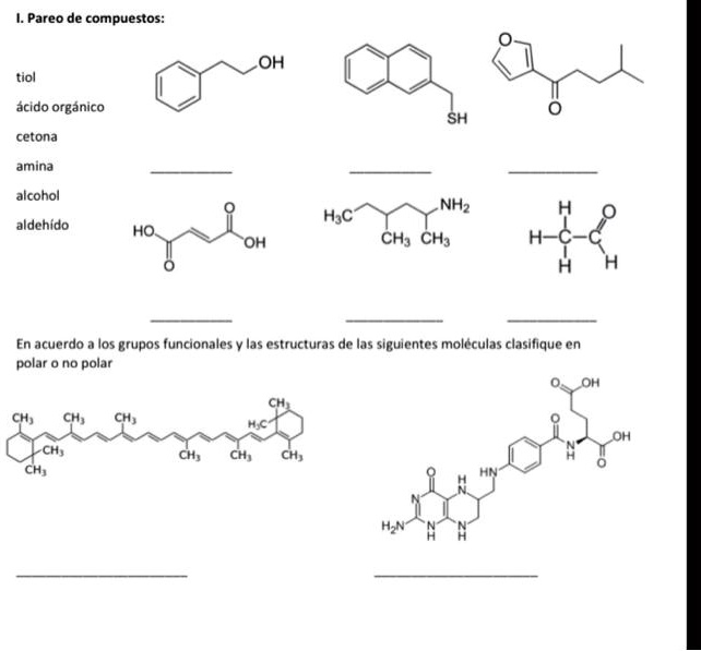 pairing of compounds thiol organic acid ketone amine alcohol aldehyde ...