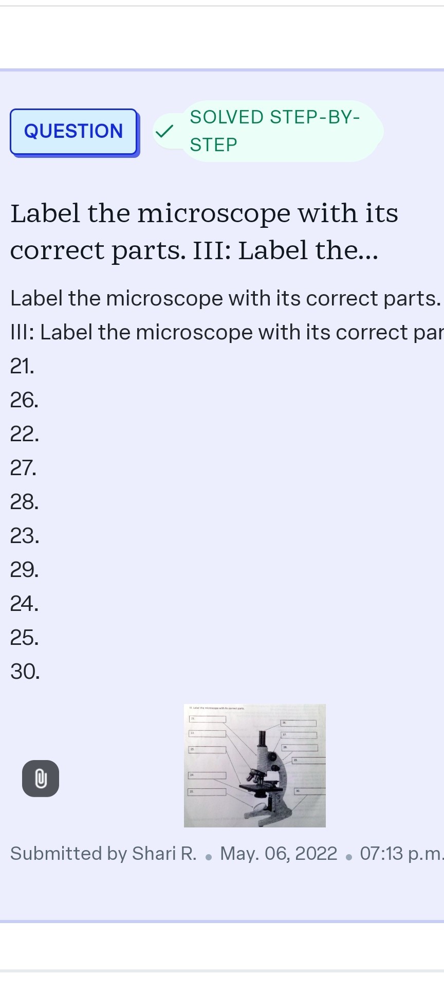 [GET ANSWER] QUESTION SOLVED STEP-BY- STEP Label the microscope with ...