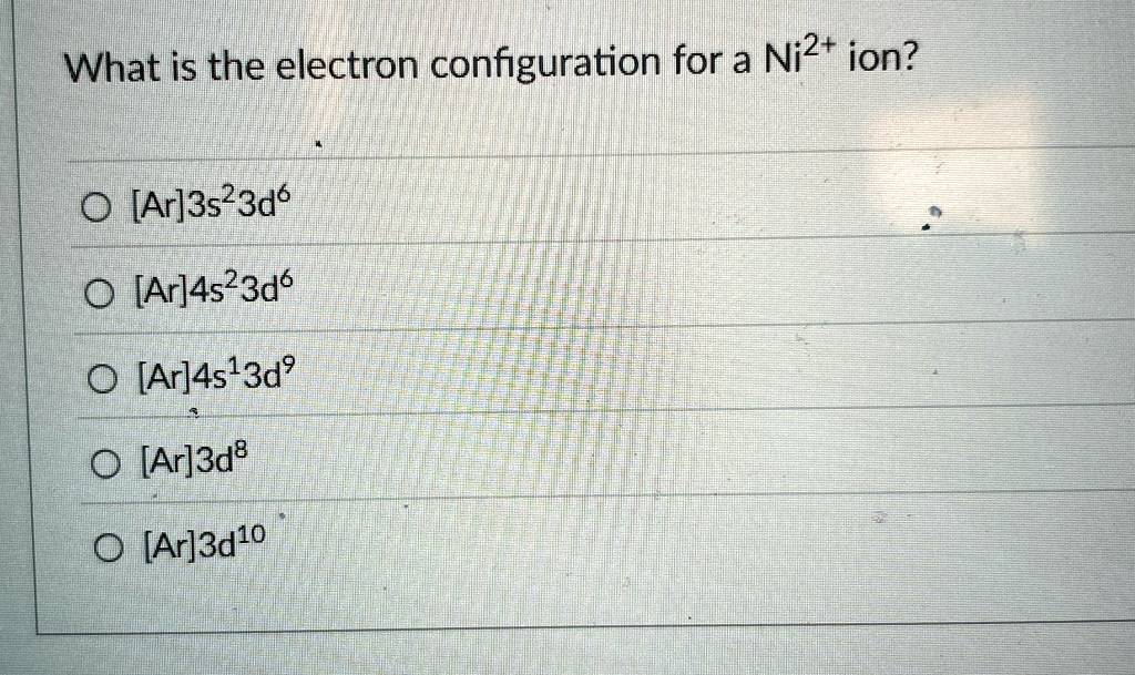 Electron Configuration For Nickel Ion