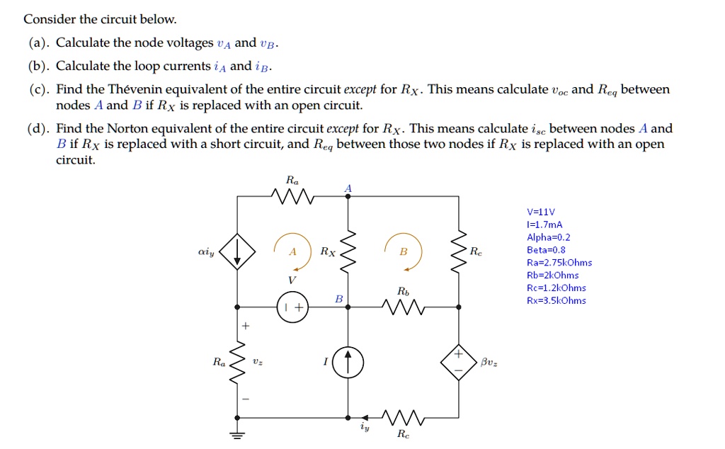SOLVED: Consider the circuit below (a). Calculate the node voltages vA and vB (b). Calculate the ...