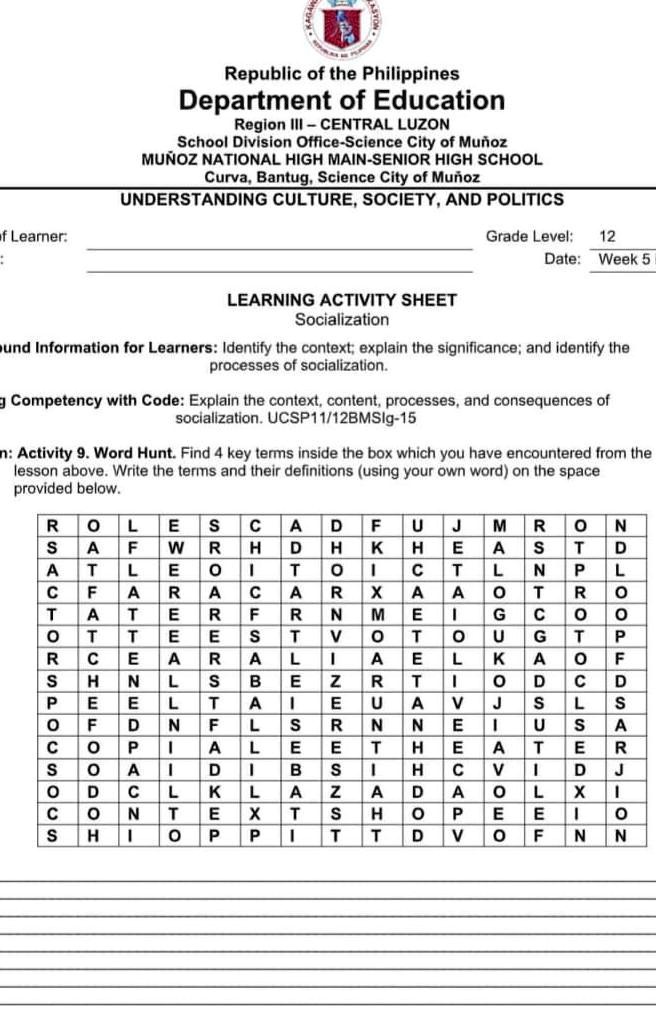 SOLVED: Bukod sa SOCIALIZATION and CONTEXT ano pa po meron? hihi thanks ...