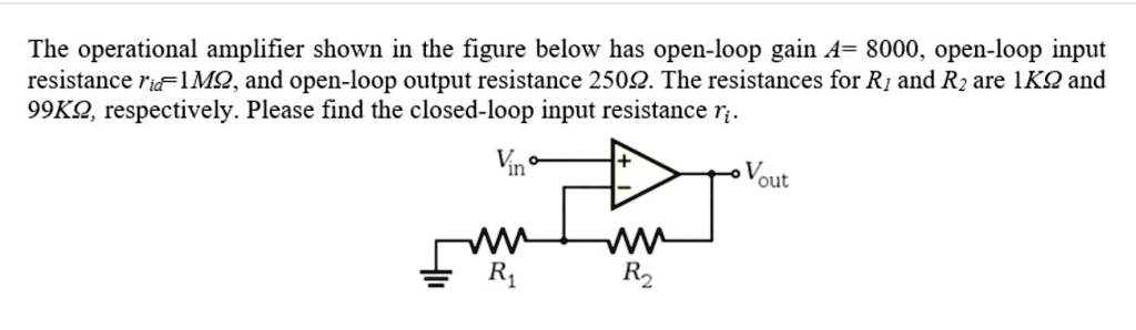 SOLVED: The operational amplifier shown in the figure below has open-loop gain A = 8000, open ...