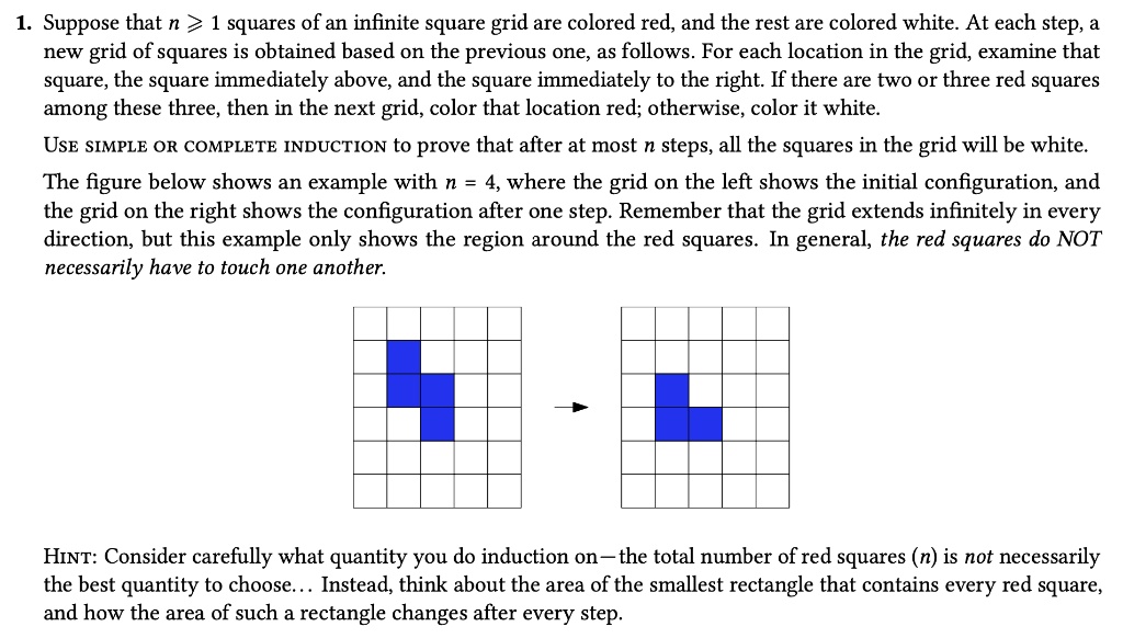 suppose that n 1 squares of an infinite square grid are colored red and the rest are colored ...