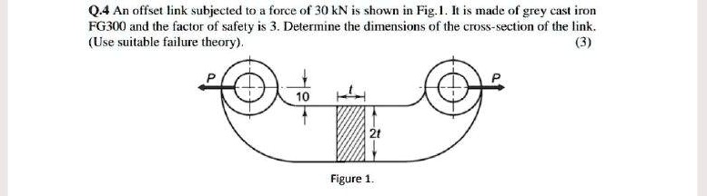 Q.4 An offset link subjected to a force of 30 kN is shown in Figure 1 ...
