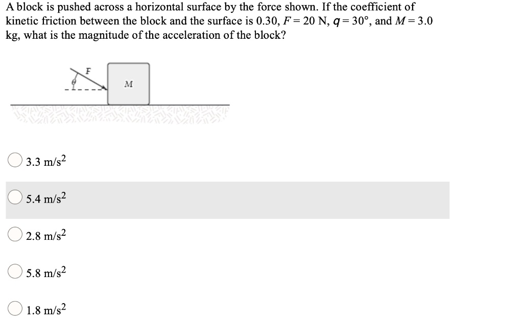 [GET ANSWER] a block is pushed across a horizontal surface by the force shown if the coefficient ...