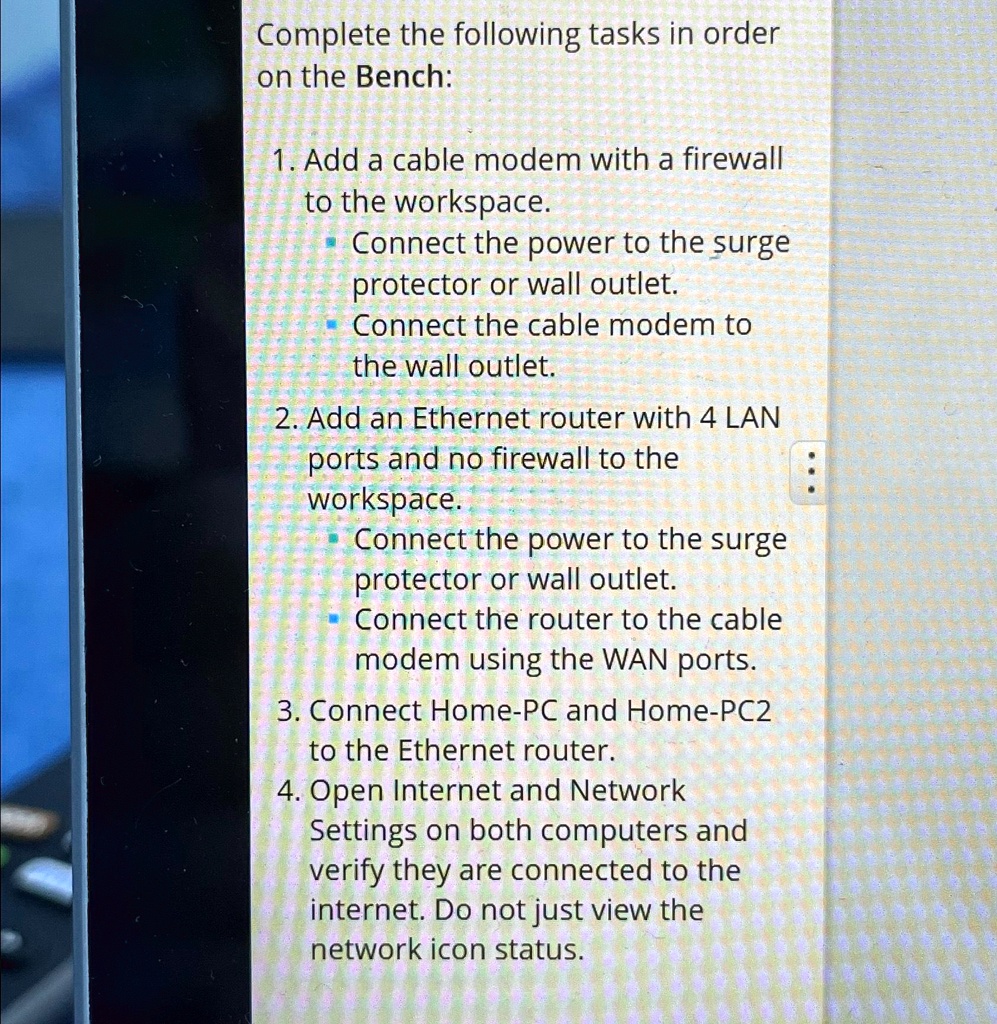 SOLVED: Complete the following tasks in order on the Bench: 1. Add a ...