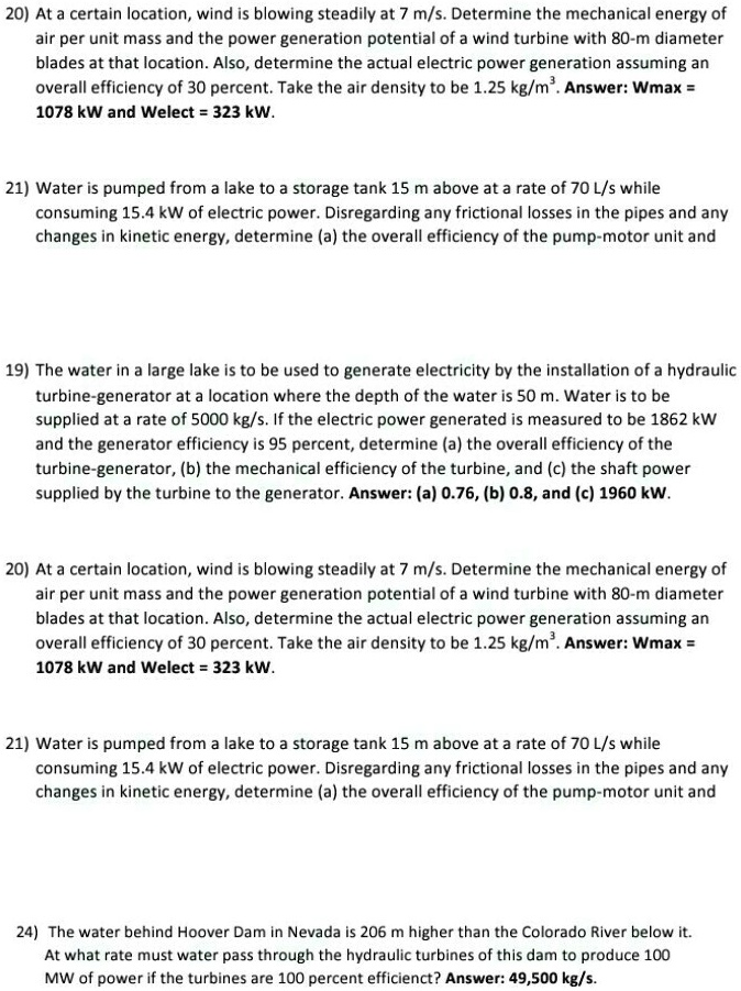 SOLVED: At a certain location, wind is blowing steadily at 7 m/s ...