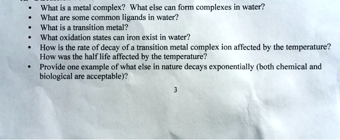 SOLVED: What is metal complex? What = else can form complexes in water ...