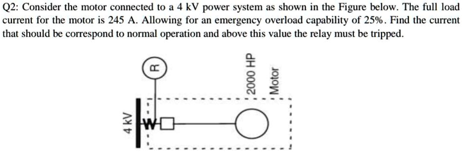Q2: Consider the motor connected to a 4 kV power system as shown in the ...