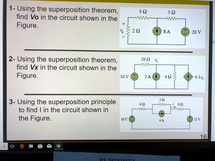SOLVED: Using the superposition theorem, find Vo in the circuit shown in the Figure. 39Î© 59Î ...