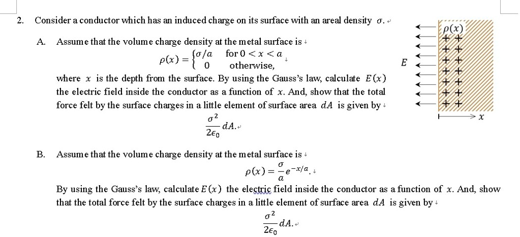 consider a conductor which has a induced charge on its surface with an ...