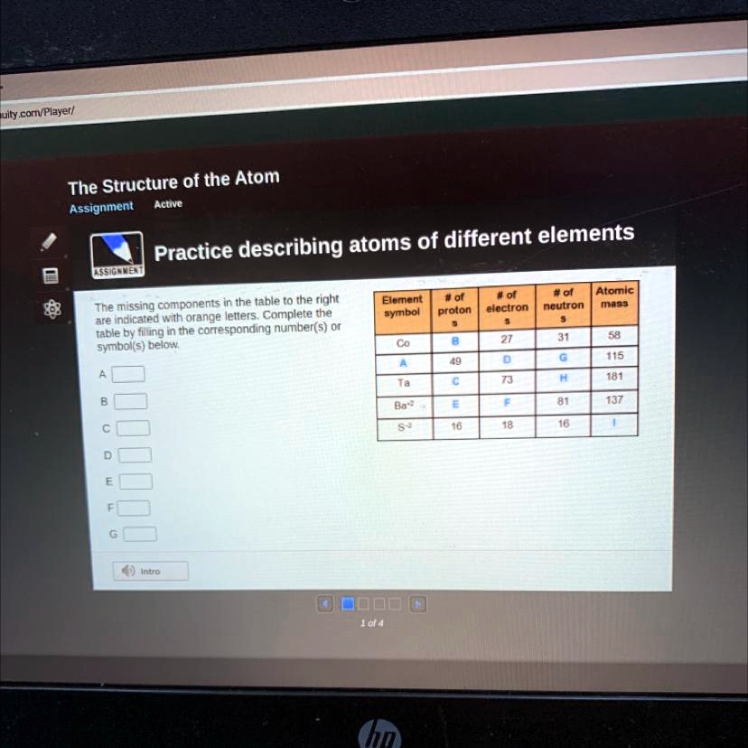SOLVED: The missing components in the table to the right are indicated ...
