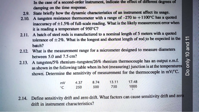 In the case of a second-order instrument, indicate the effect of ...