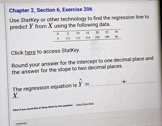 SOLVED: Chapter 2, Section 6, Exercise 206 Use StatKey or other technology to find the ...