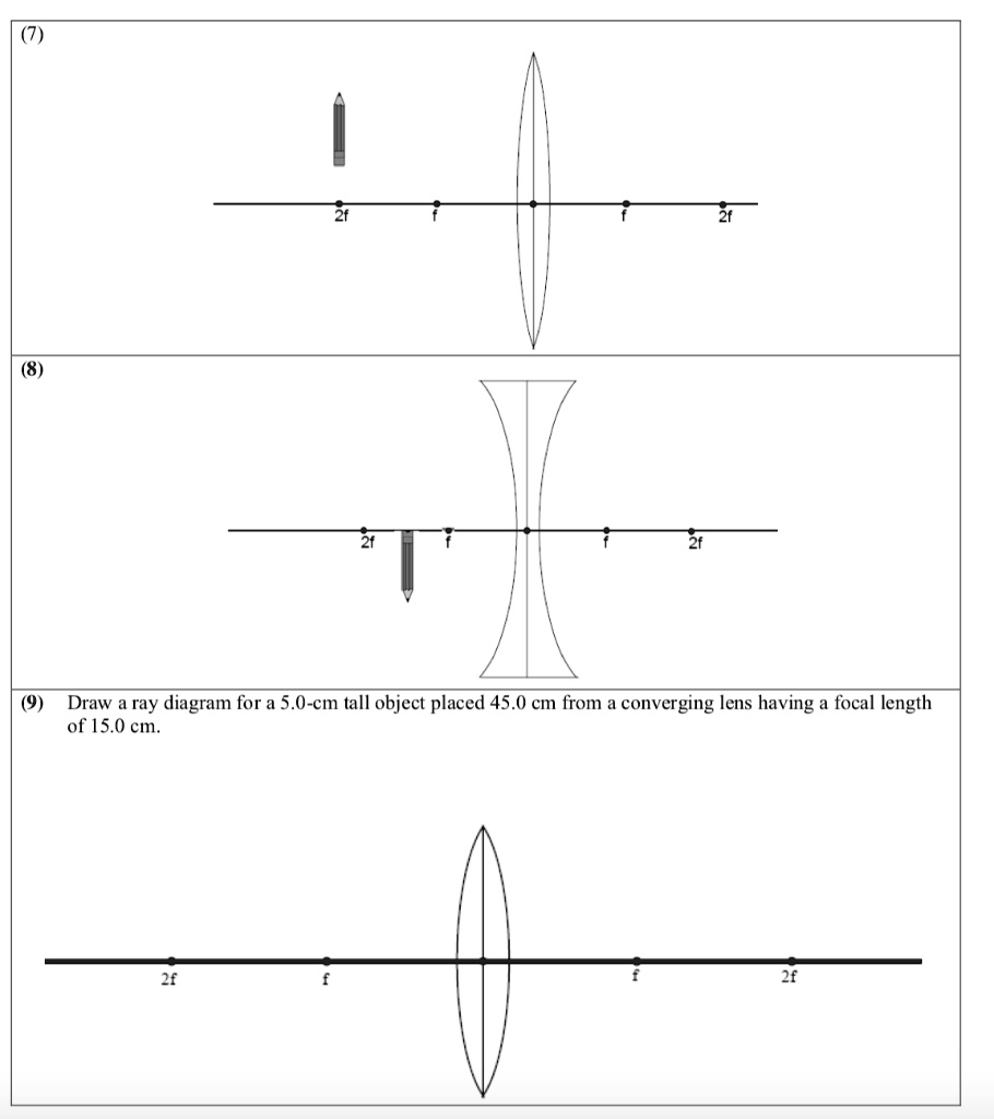 draw a ray diagram for a 50 cm tall object placed 450 cm from a ...