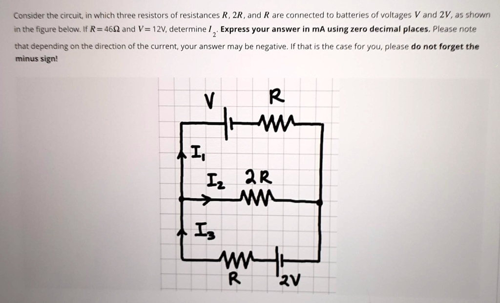 SOLVED: Consider the circuit in which three resistors of resistances R, 2R, and R are connected ...