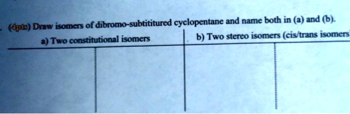 Ipis Draw Isomers Of Dibromo Subtititured Cyclopentane And Name Both In A And Two Constitutional