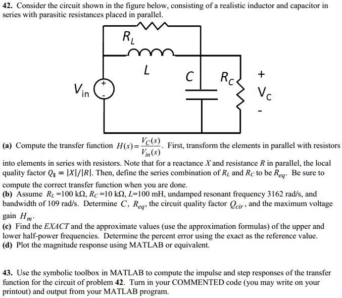 42. Consider the circuit shown in the figure below, consisting of a ...