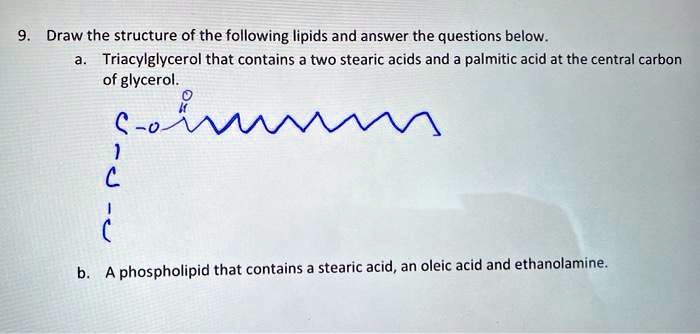 9. Draw the structure of the following lipids and answer the questions ...