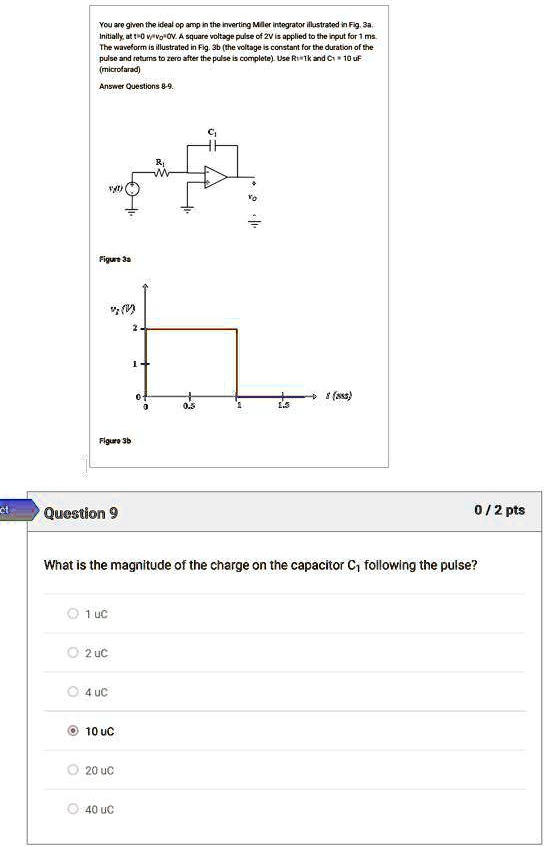 You are given the ideal op amp in the inverting Miller integrator ...