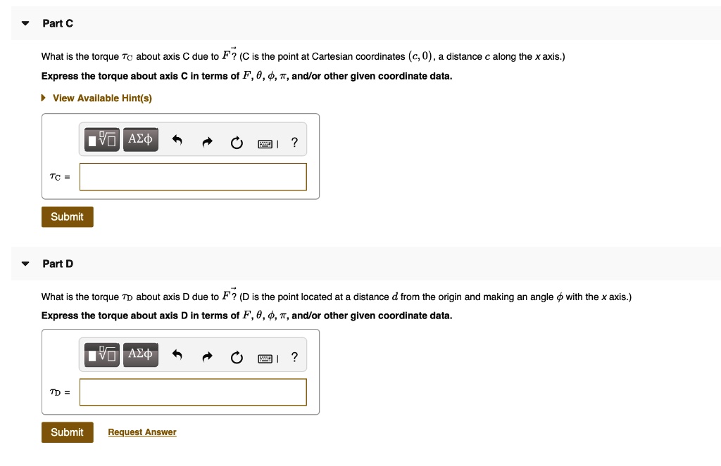 part what is the torque tc about axis c due to f c is the point at ...