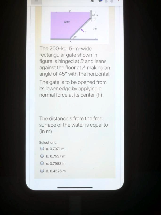 SOLVED: Walit The 200-kg; 5-m-wide rectangular gate shown in figure is ...