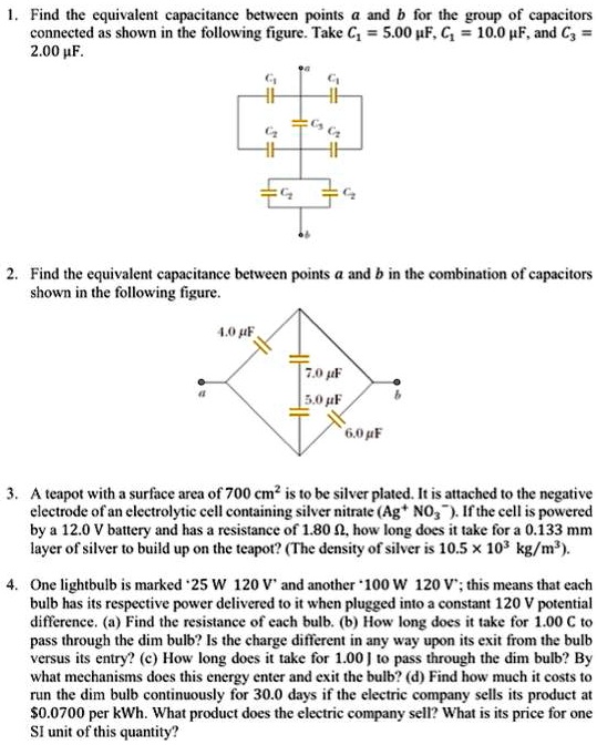 find the equivalent capacitance between points and b for the group of ...