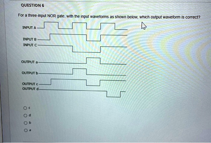 Solved For A Three Input Nor Gate With The Input Waveforms As Shown 0871