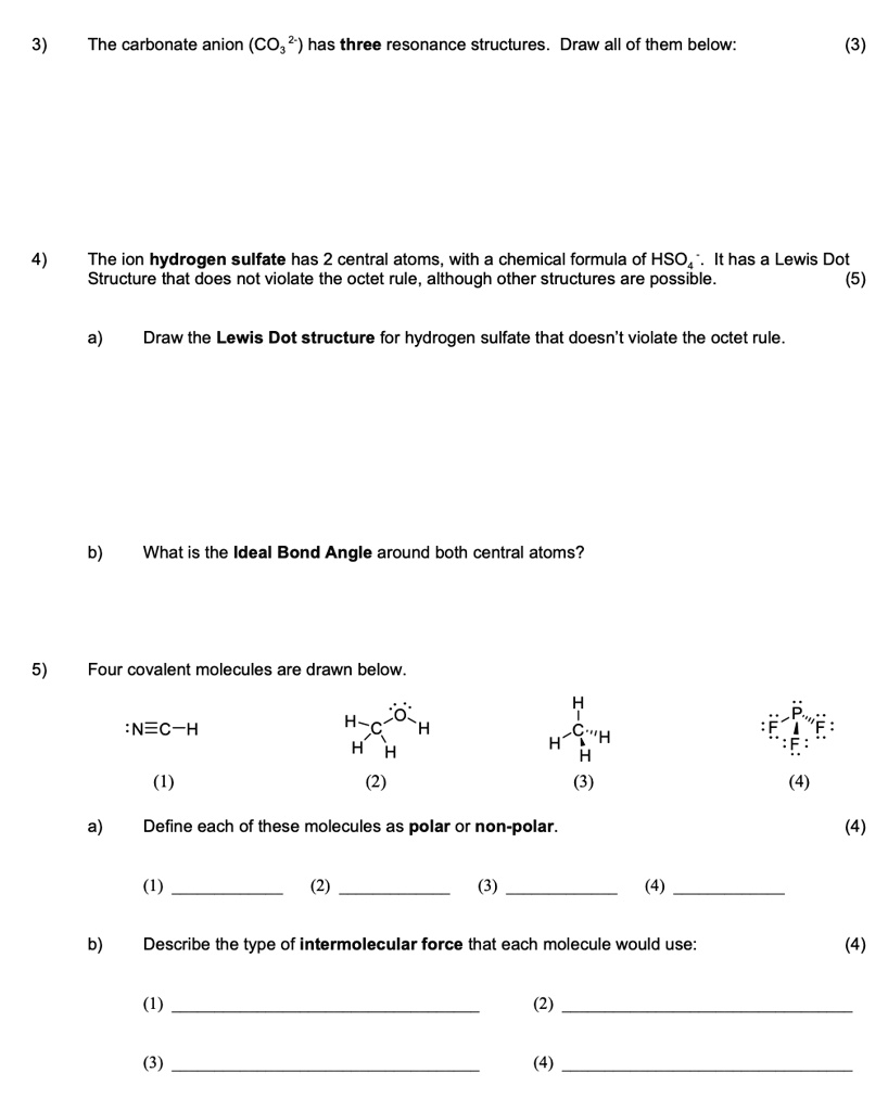 the carbonate anion co2 has three resonance structures draw all of them ...