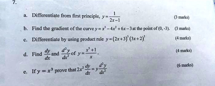 SOLVED: Differentiate from first principles, y = 2r - âˆš(x^2 - 4x + 6x ...