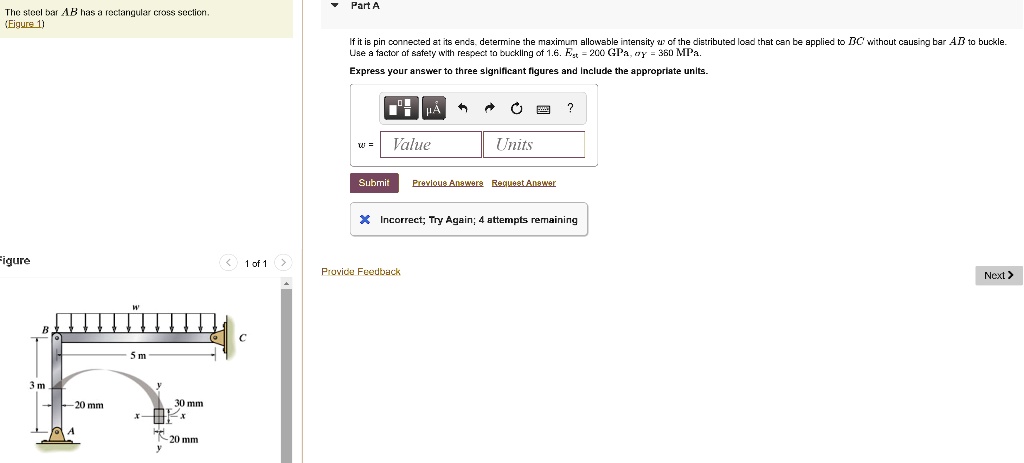 SOLVED: The steel bar AB has a rectangular cross section. (Figure 1 ...