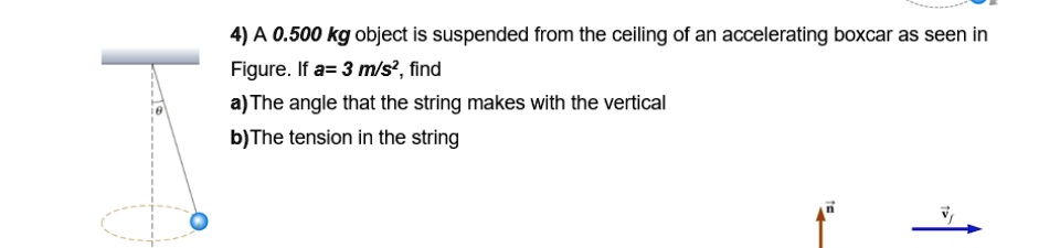 SOLVED: 4) A 0.500 kg object is suspended from the ceiling of an ...