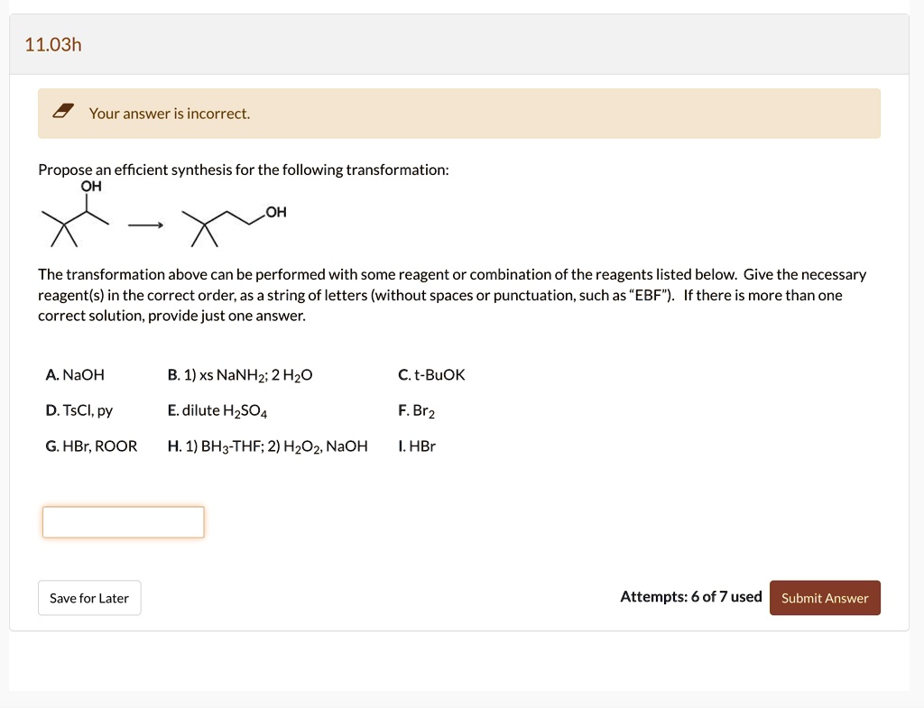 Propose an efficient synthesis for the following transformation: The transformation above can be ...