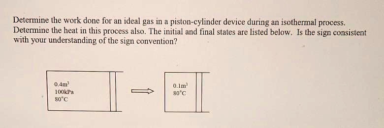 Determine the work done for an ideal gas in a piston-cylinder device ...