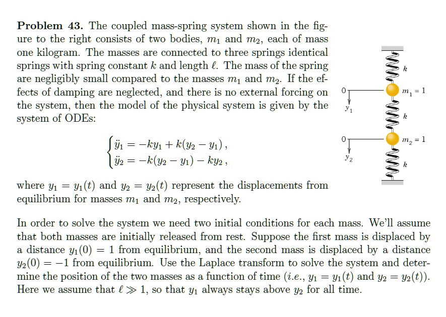 the coupled mass spring system shown in the figure to the right ...