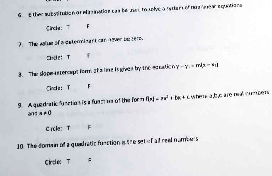 SOLVED: be used to solve a system ofnon-linear equations Either substitution or elimination can ...