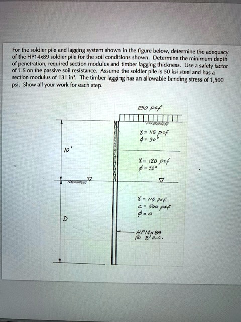 need help can you write clear so i can understand for the soldier pile ...