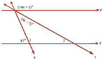 SOLVED: Lines y and z are parallel. Parallel lines are cut by ...