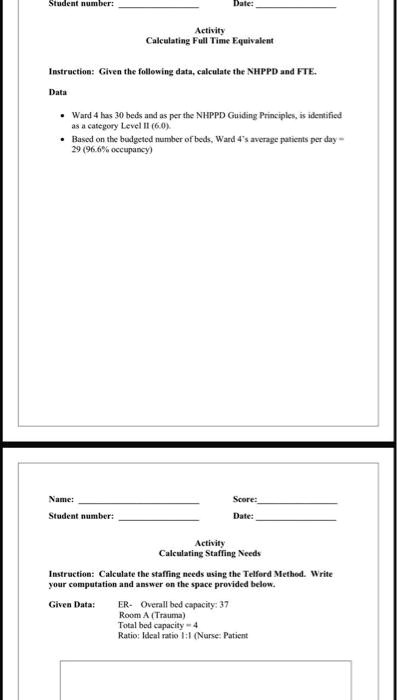 please correct and obvious answers only studentnumber date activity ...