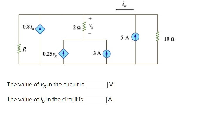 Solved N The Circuit Given Below R 5 Ω Find Vx And Io 08i 297 109 3a The Value Of Vx In