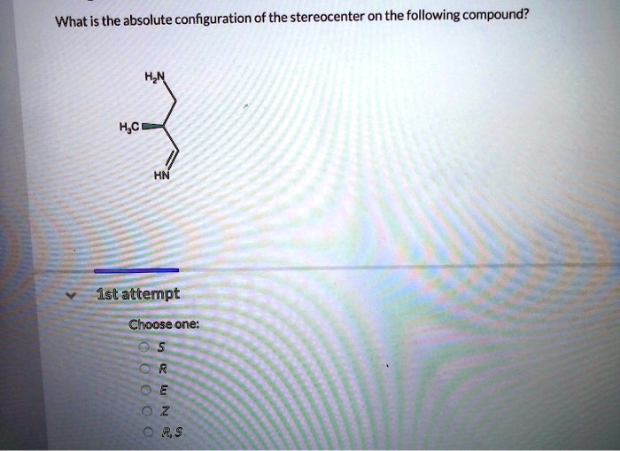 SOLVED: What is the absolute configuration of the stereocenter on the following compound? HSCl ...