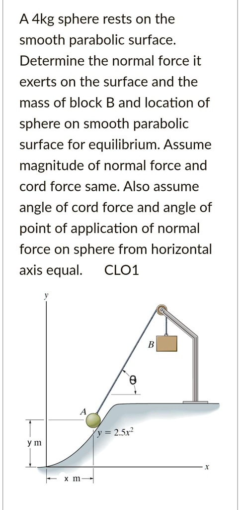 Solved A 4 Kg Sphere Rests On The Smooth Parabolic Surface Determine