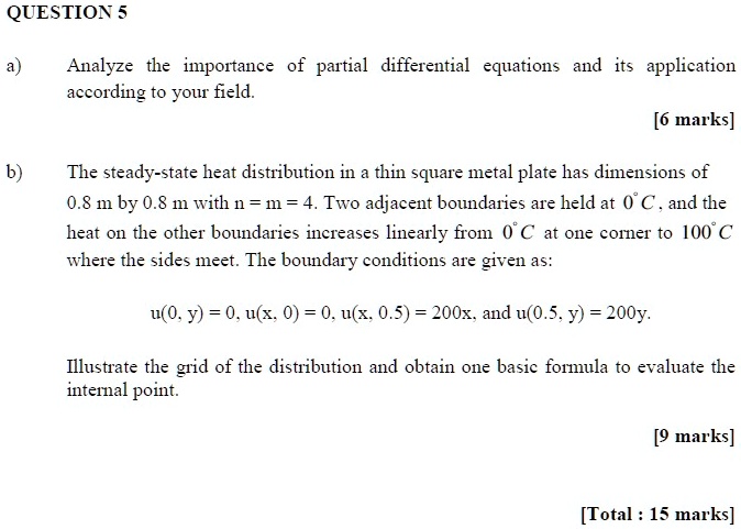 Solved Question 5 Analyze The Importance Of Partial Differential Equations And Its Application